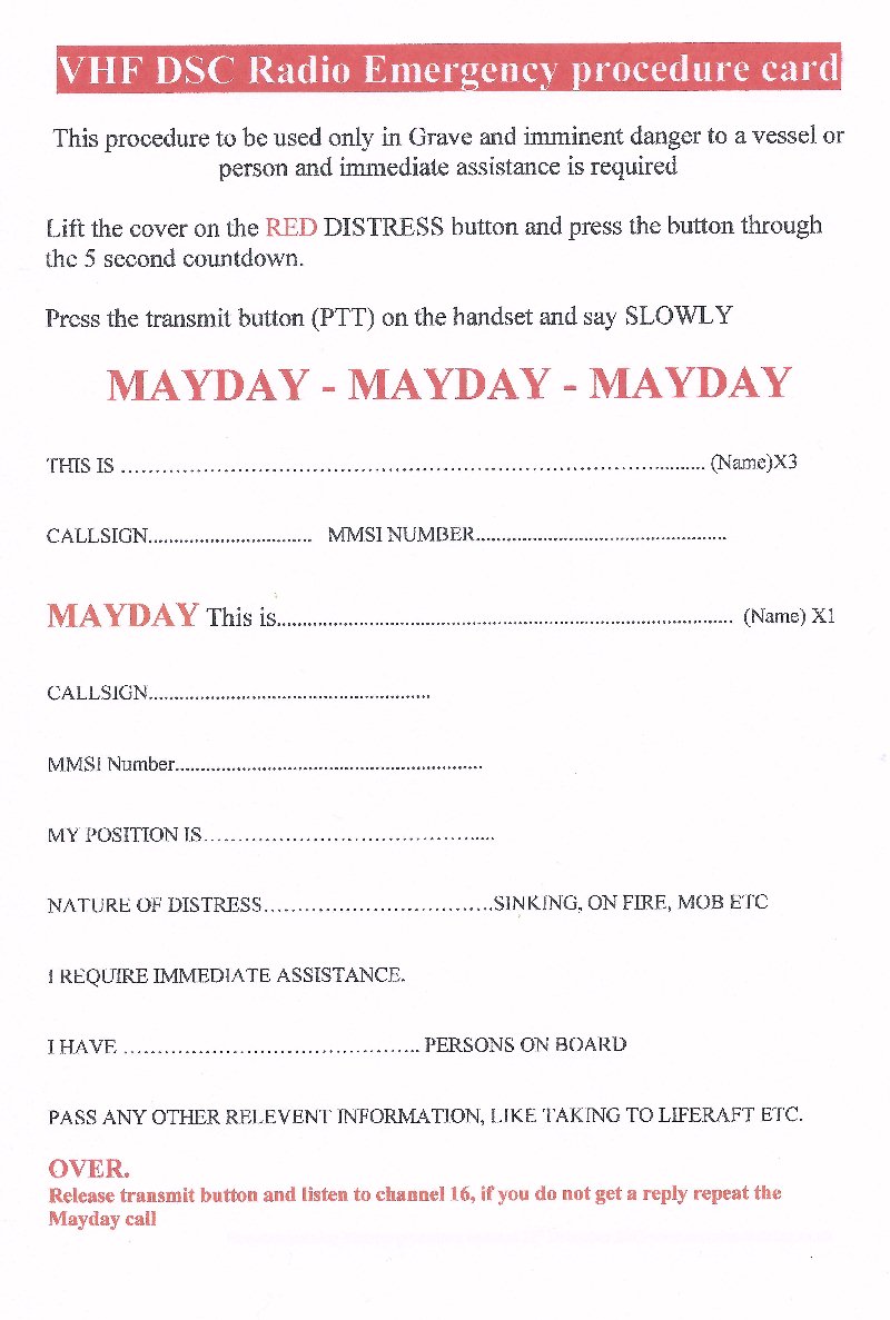 DSC Mayday Card - Members Albums Category - Poole Bay Small Boat ...