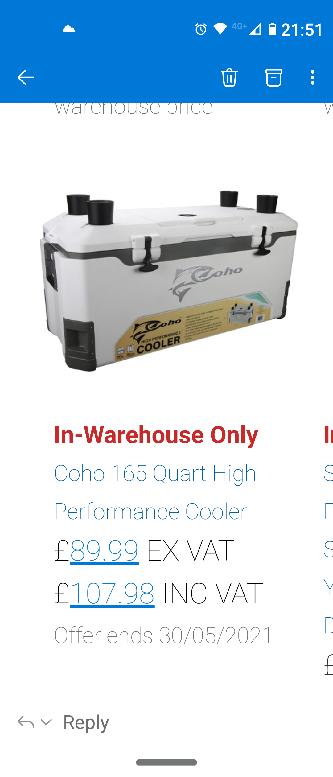 Coho 165 quart coolbox - Top Gear - Poole Bay Small Boat Angling Club